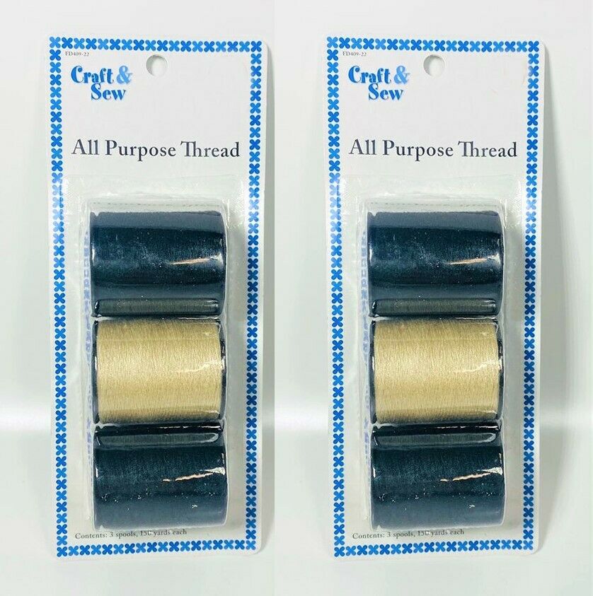 Craft and Sew All Purpose Thread, 3 Spool (Black,Beige,Black ...